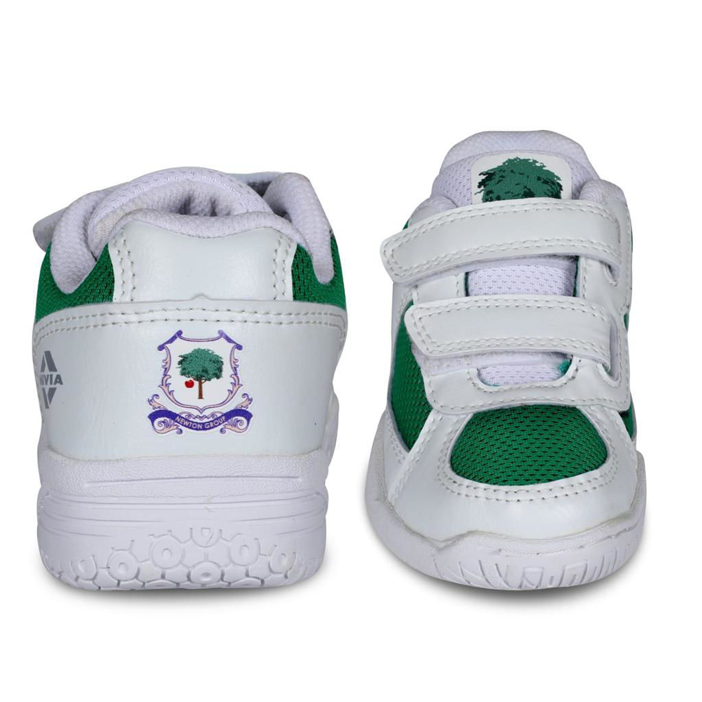 Newton School - Uniforms. Kids School Shoes - White/Green (Optional)